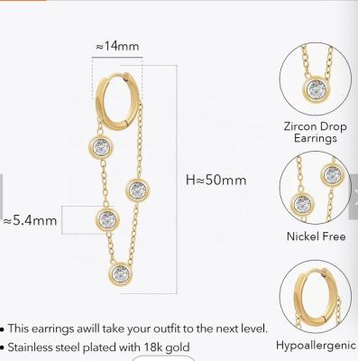 Cina Chain Earrings Set for Women Stainless Steel Ear Pins  Dangle Earrings Butterfly Ball Bar CZ in vendita