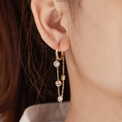 Cina Chain Earrings Set for Women Stainless Steel Ear Pins  Dangle Earrings Butterfly Ball Bar CZ in vendita