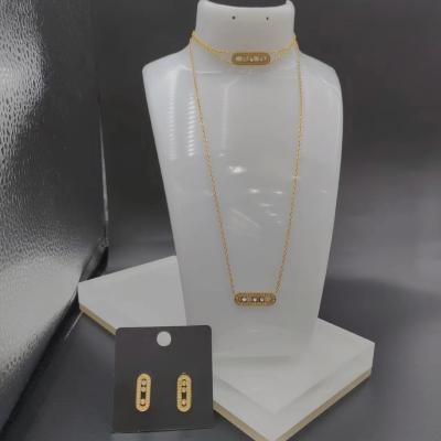 China Stainless Steel Earring ,Necklace , Bracelet Sets For Lady Cnc cz with stone Te koop