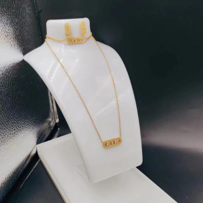 China Stainless Steel Earring ,Necklace , Bracelet Sets For Lady Cnc cz with stone Te koop
