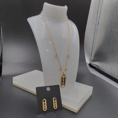 Cina Stainless Steel Earring ,Necklace , Bracelet Sets For Lady Cnc cz with stone in vendita