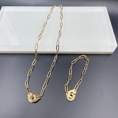 Cina Newest Gold Color Stainless Steel  Earring ,Necklace , Bracelet Sets With Cnc Cz  For Lady in vendita