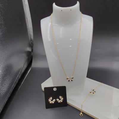 Chine Newest Gold Color Stainless Steel  Earring ,Necklace , Bracelet Sets With rainstone For Lady Popular à vendre