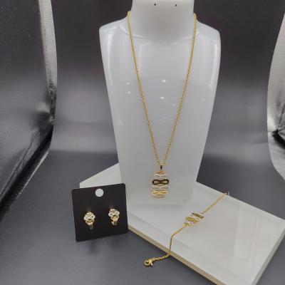 Chine Newest Gold Color Stainless Steel  Earring ,Necklace , Bracelet Sets With Stone For Lady à vendre