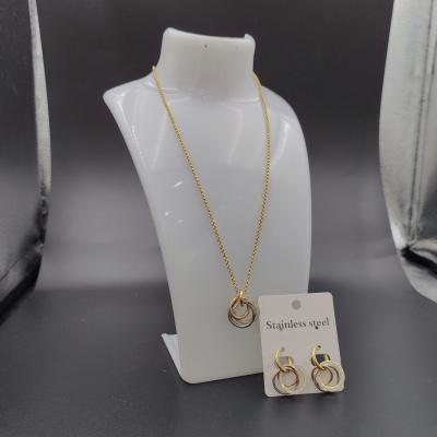 Chine Newest Gold Color Stainless Steel  Earring ,Necklace , Bracelet Sets With Stone For Lady à vendre