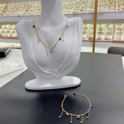 China New Arrival Trendy High Polish Newest Gold Color Stainless Steel  Earring ,Necklace , Bracelet Sets For Lady Te koop
