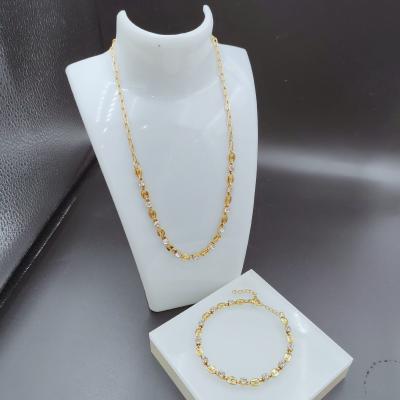 Chine New Arrival Trendy High Polish Newest Gold Color Stainless Steel  Earring ,Necklace , Bracelet Sets With Zirco  For Lady à vendre