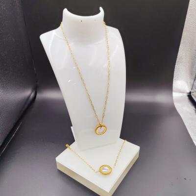 Chine New Arrival Trendy High Polish Newest Gold Color Stainless Steel  Earring ,Necklace , Bracelet Sets With Shell  For Lady à vendre