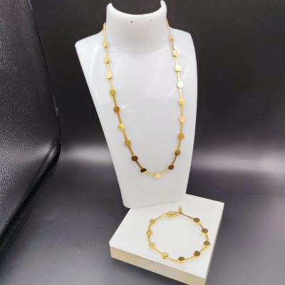 Cina New Arrival Trendy High Polish Newest Gold Color Stainless Steel  Earring ,Necklace , Bracelet Sets  For Lady in vendita