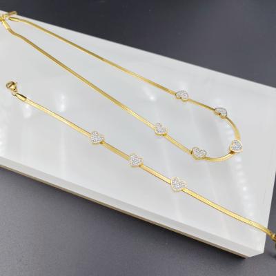Cina New Arrival Trendy High Polish Newest Gold Color Stainless Steel  Earring ,Necklace , Bracelet Sets  For Lady in vendita
