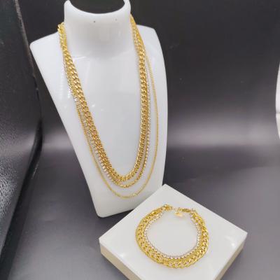Cina New Arrival Trendy High Polish Newest Gold Color Stainless Steel  Earring ,Necklace , Bracelet Sets  For Lady in vendita