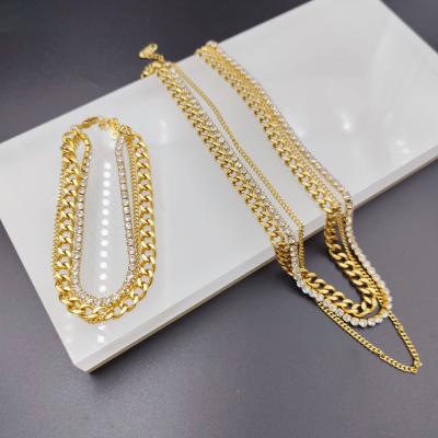 中国 New Arrival Trendy High Polish Newest Gold Color Stainless Steel  Earring ,Necklace , Bracelet Sets  For Lady 販売のため