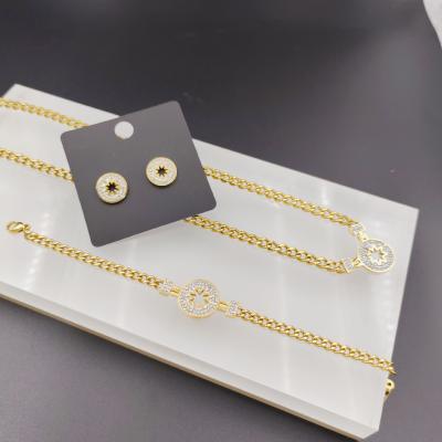 Cina New Arrival Trendy Lines  Newest Gold Color Stainless Steel  Earring ,Necklace , Bracelet Sets  For Lady in vendita