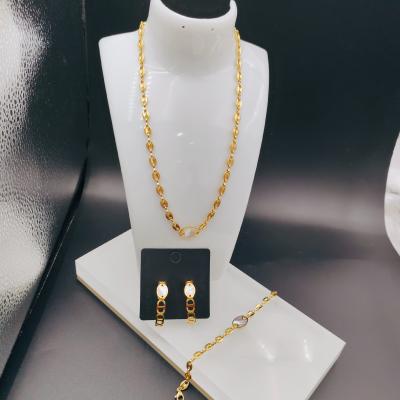 Cina New Arrival Trendy Lines  Newest Gold Color Stainless Steel  Earring ,Necklace , Bracelet Sets  For Lady in vendita