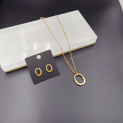 Cina New Arrival Trendy Lines  Newest Gold Color Stainless Steel  Earring ,Necklace , Bracelet Sets  For Lady in vendita