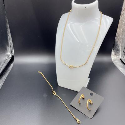 Cina High Polish Newest Gold Color Stainless Steel  Earring ,Necklace , Bracelet Sets For Lady in vendita