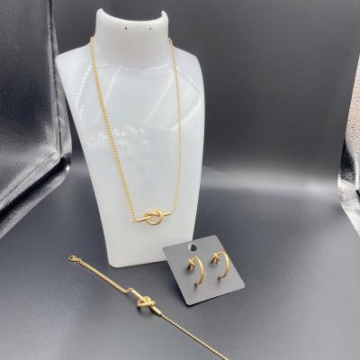 Cina High Polish Newest Gold Color Stainless Steel  Earring ,Necklace , Bracelet Sets For Lady in vendita