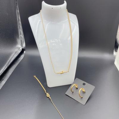 Cina High Polish Newest Gold Color Stainless Steel  Earring ,Necklace , Bracelet Sets For Lady in vendita