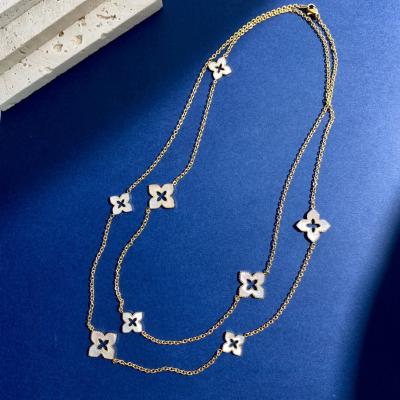 China 90cm klavertje vier ketting vrouwen meisjes roestvrij staal lange ketting Te koop