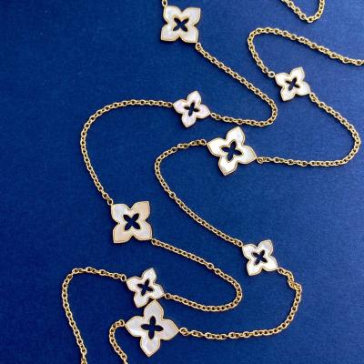 China 90cm klavertje vier ketting vrouwen meisjes roestvrij staal lange ketting Te koop
