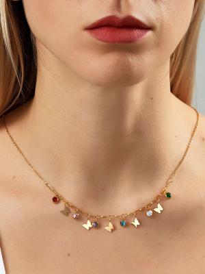 Cina Collana da donna con catena a farfalla, catena color oro in acciaio inossidabile colorato in vendita