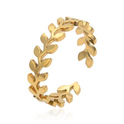 Cina Braccialetti di design da donna in acciaio inossidabile regolabili aperti Bracciale in foglia d'oro 18k per signora in vendita