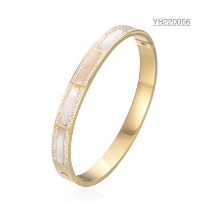 China Brazaletes de acero inoxidable esmaltados para mujer Noble Classic Diamond Gold Hebilla Pulsera en venta
