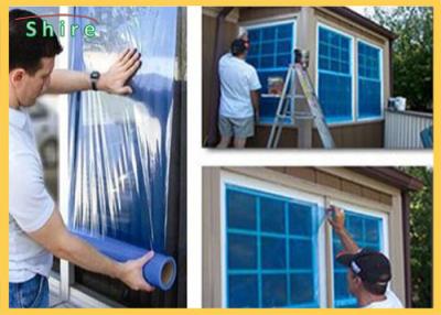 China Clear Adhesive Blue Plastic PE Window And Glass Surface Protection Film Temporary for sale