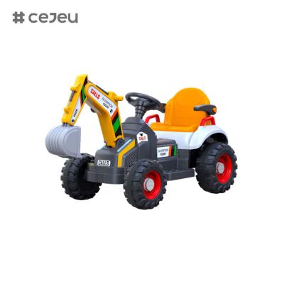 China Plastic Ride On Tractor/Music/Early education Light/With manual push machine/Drag bucket/With manual rear excava for sale