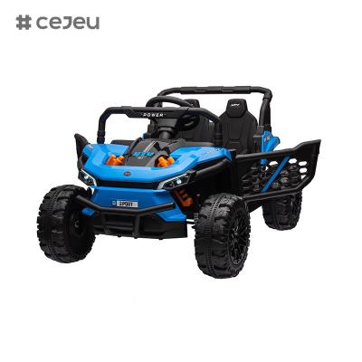 China CJ-015 12V 2 Seater Kids Ride on UTV Car, 4.5AH Electric Vehicle Truck Car with 2x550W Motor，Black/Dark green/Orange for sale
