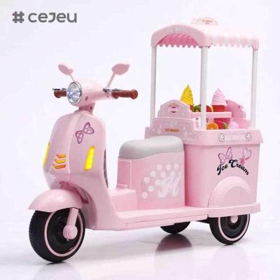 China CJ-YT-368 Princess Electric Ride-On Car Toy for Kids 3-7 Years Battery Music Light Children's Electric Ice Cream Motorcycle for sale