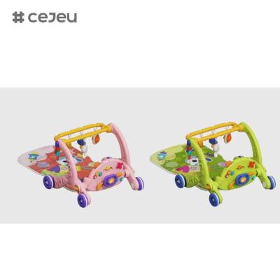 China CJ-ABY-368-157A Wholesale 2 in 1 Baby Play Gym Mat With Pedal Piano Set Light Music Baby Push Walker Best Gift Baby Toddler Toy for sale