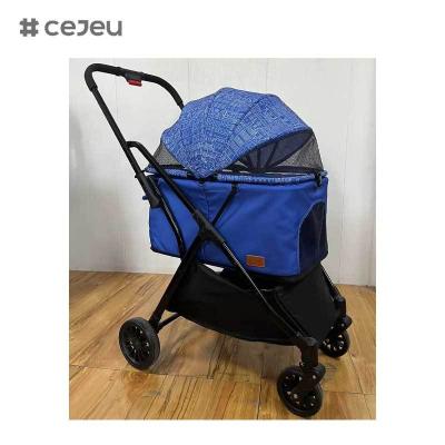 China CJ-CS-105-2 Wholesale Foldable Lightweight 4-Wheel Pet Stroller Adjustable Waterproof Eco-Friendly Antibacterial Coating for for sale