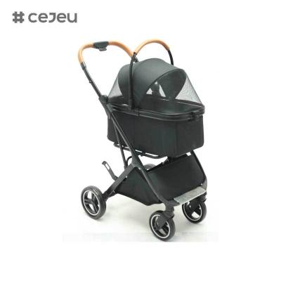 China CJ-HQ-268 Latest Adjustable Comfortable Iron Pet Cart Removable Lightweight Foldable 4-Wheel Dog Cat Carrier Separable Bracket Cage for sale