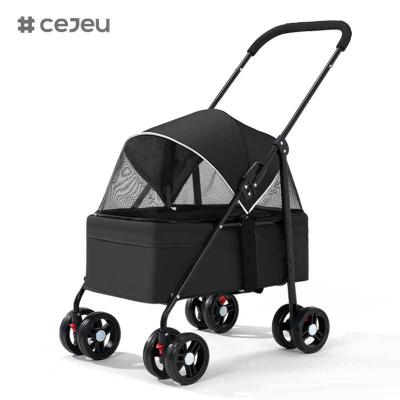 China CJ-KBL-CW004-1 Lightweight Pet Strollers Customized Detachable Folding Dog Cart Pet Stroller for Pets for sale