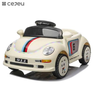 China CJ-KQT-911 Retro Beetle Electric Four-wheel Children Car Equipped with Front Surround Lights Bluetooth Rideable Electric Car for Kids for sale