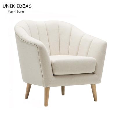China Comfortable Fabric Single Seater Armchair KD Rubber Luxury Wooden for sale