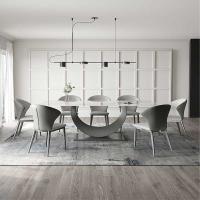 China Modern Slate Stone Top Dining Table Moon Design 12mm Thick Stainless Steel Base 4 Seater for sale