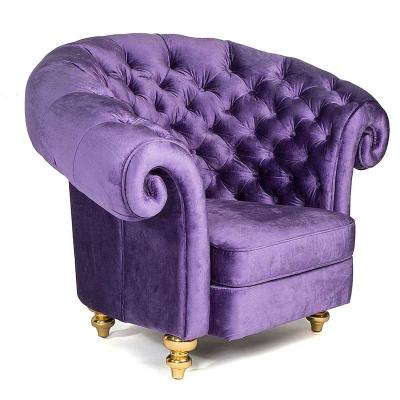 Cina Il velluto porpora 3 sedili abbottona il sofà trapuntato di Sofa Wood Frame Club Lounge in vendita