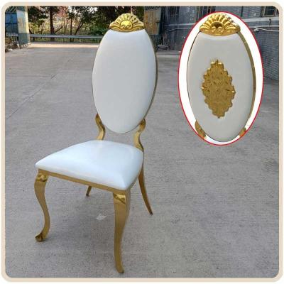 Cina Sedia di lusso di nozze di banchetto di modo dell'oro di acciaio inossidabile della sedia bianca moderna di banchetto in vendita