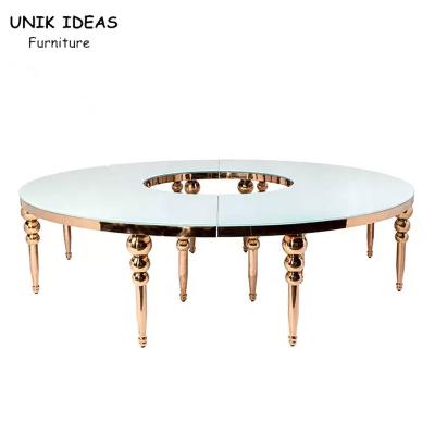 China Luxury Stainless Wedding Round Dining Table For Banquet Event Wedding Furniture for sale