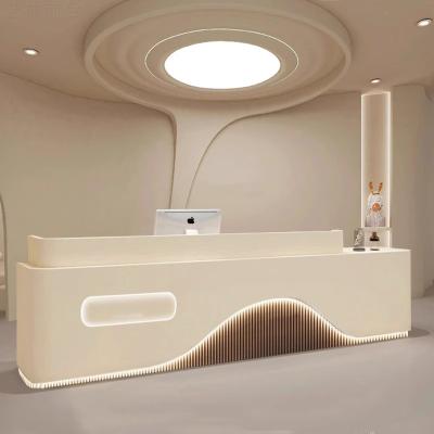China Durable New Function Restaurant Bar Counter Office Design Coffee Fast Food Shop Cashier Reception for sale