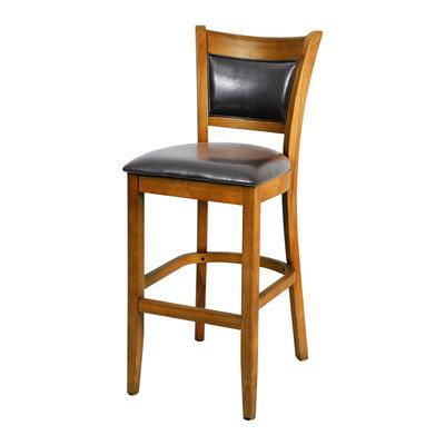 China Restaurant Furniture High Chair Japanese Style Bar Counter Chair Solid Wood Bar Stool With Leather for sale