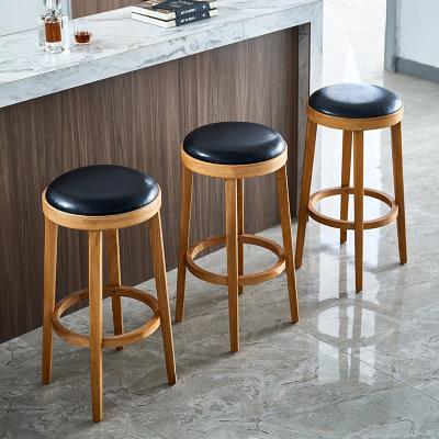 China Cheap Factory Price Leather Upholstery Wooden Bar Counter Stools for sale