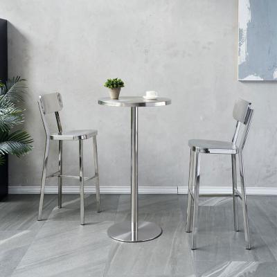 China Industrial Style Outdoor Bistro Stainless Steel KTV Chair and SH60cm Bar Table Set for sale