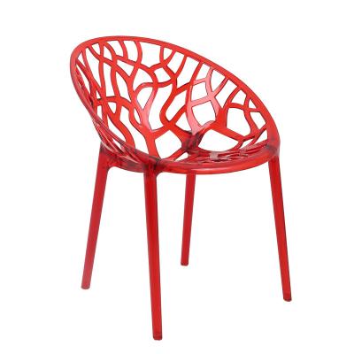 China Transparent Acrylic PC Chairs Hollow Armrest Multicolor Plastic Garden Chair for sale