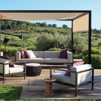 China Outdoor Sofa Courtyard Terrace Three Person Leisure Living Room Leisure Aluminum Alloy Sofa Set for sale