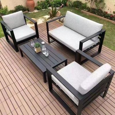 China Simple Design Outdoor Tables and Sofa Set Patio Furniture Lounge Sectional Aluminum Frame Garden Sets for sale