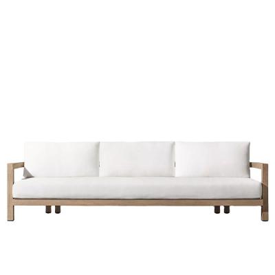 China Modern Outdoor Leisure Teak Wood Sofa Hotel Terrace Garden Soft Couch Set for sale