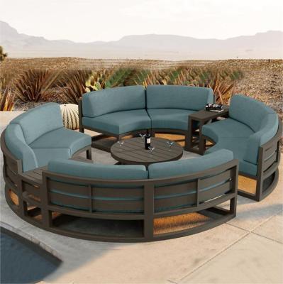 China Luxury Outdoor Sofa Courtyard Villa Garden Outdoor Arc-shaped Leisure Combination Aluminum Alloy Waterproof Sunscreen Sofa for sale